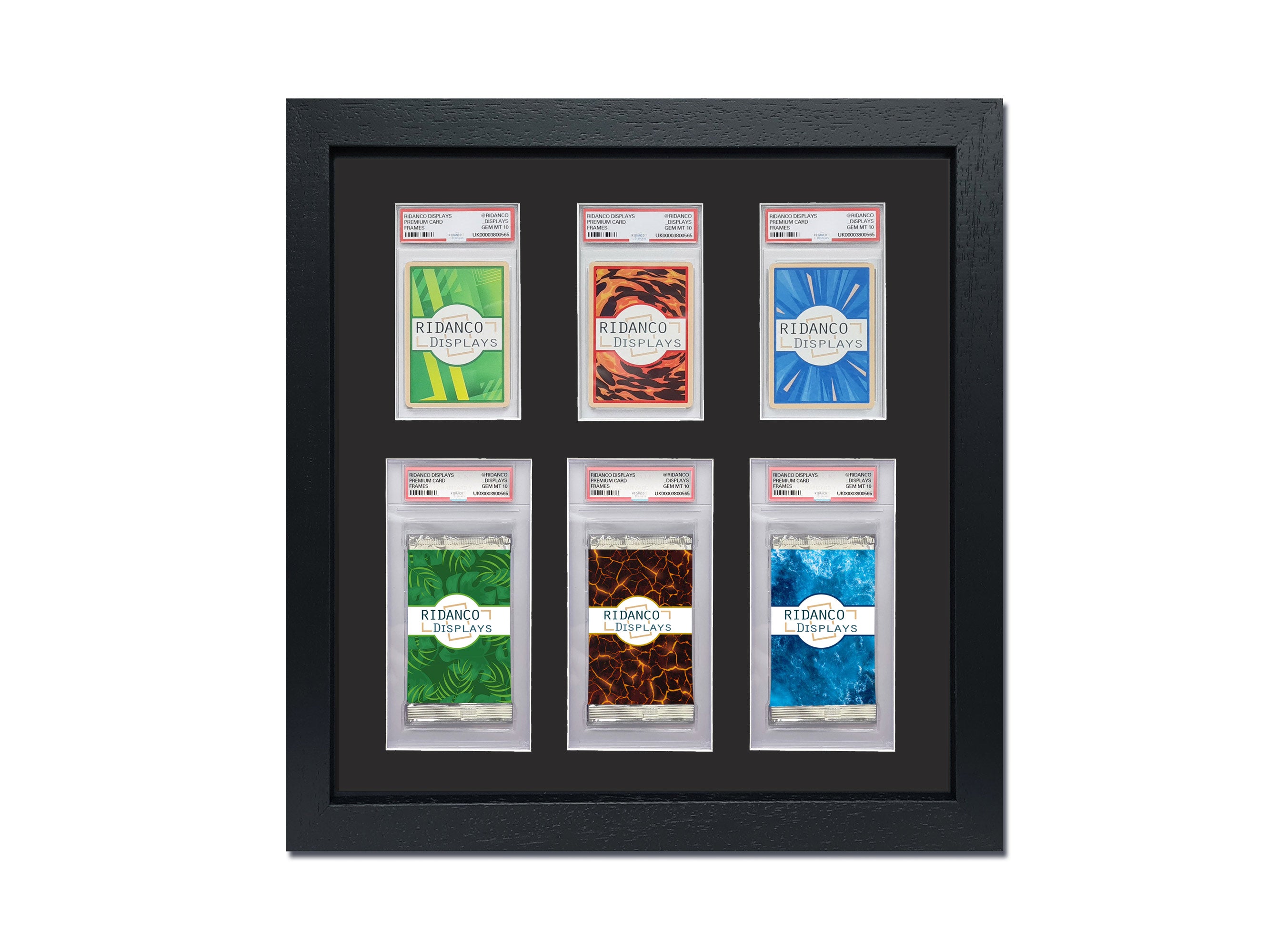 3 Graded Booster Pack & 3 Graded Card Combined Display Frame | Black ...